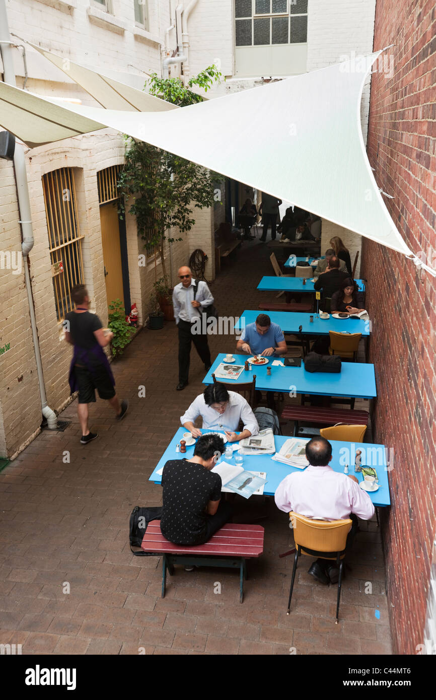 Breakfast diners at Tiger, Tiger Cafe in Murray Mews. Perth, Western ...