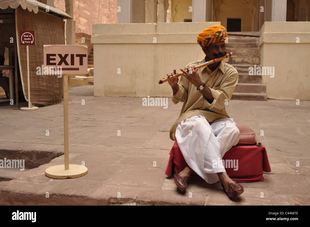 A Local Musician playing Flute in fort in Jodhpur Stock Photo - Alamy