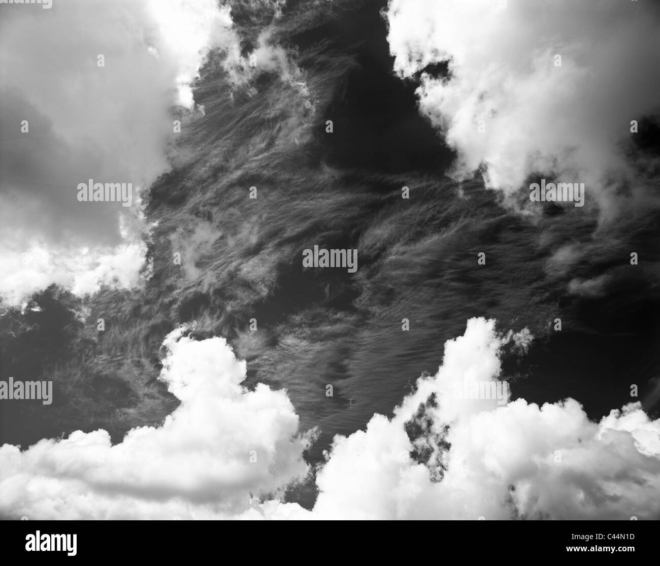 Blue sky puffy cumulus Black and White Stock Photos & Images - Alamy