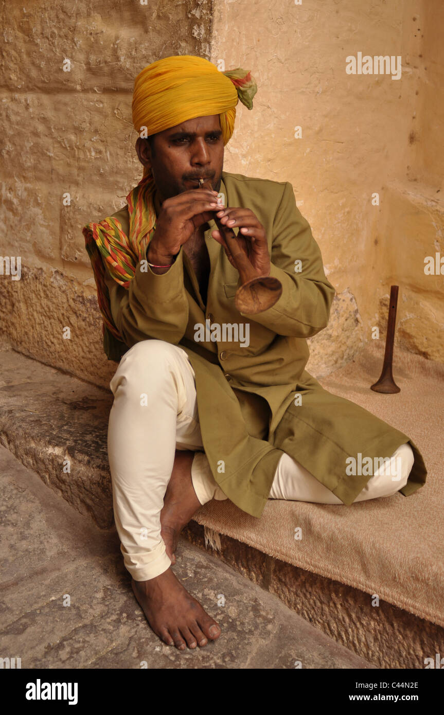 A Local Musician playing pipe in fort in Jodhpur, Rajasthan, India ...
