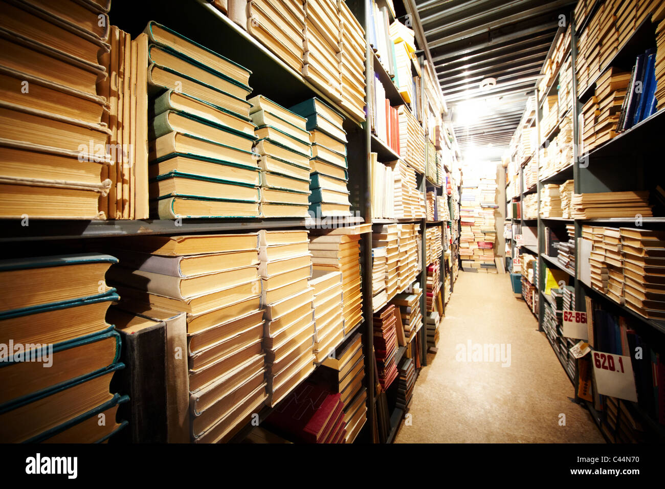 Photo of bookshelves of big library in educational institution Stock ...