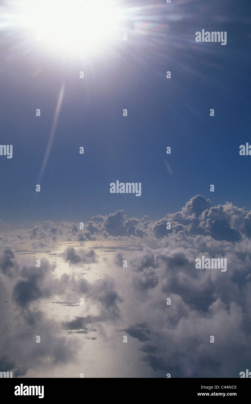 French Polynesia, Polynesia, clouds, sun, flight Stock Photo - Alamy