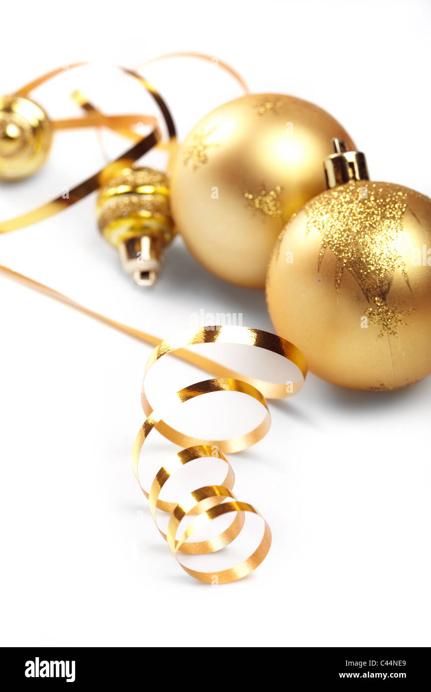 Gold Christmas balls Stock Photo - Alamy