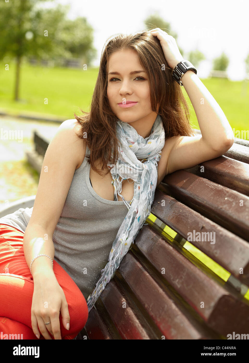 pretty women in the park Stock Photo - Alamy