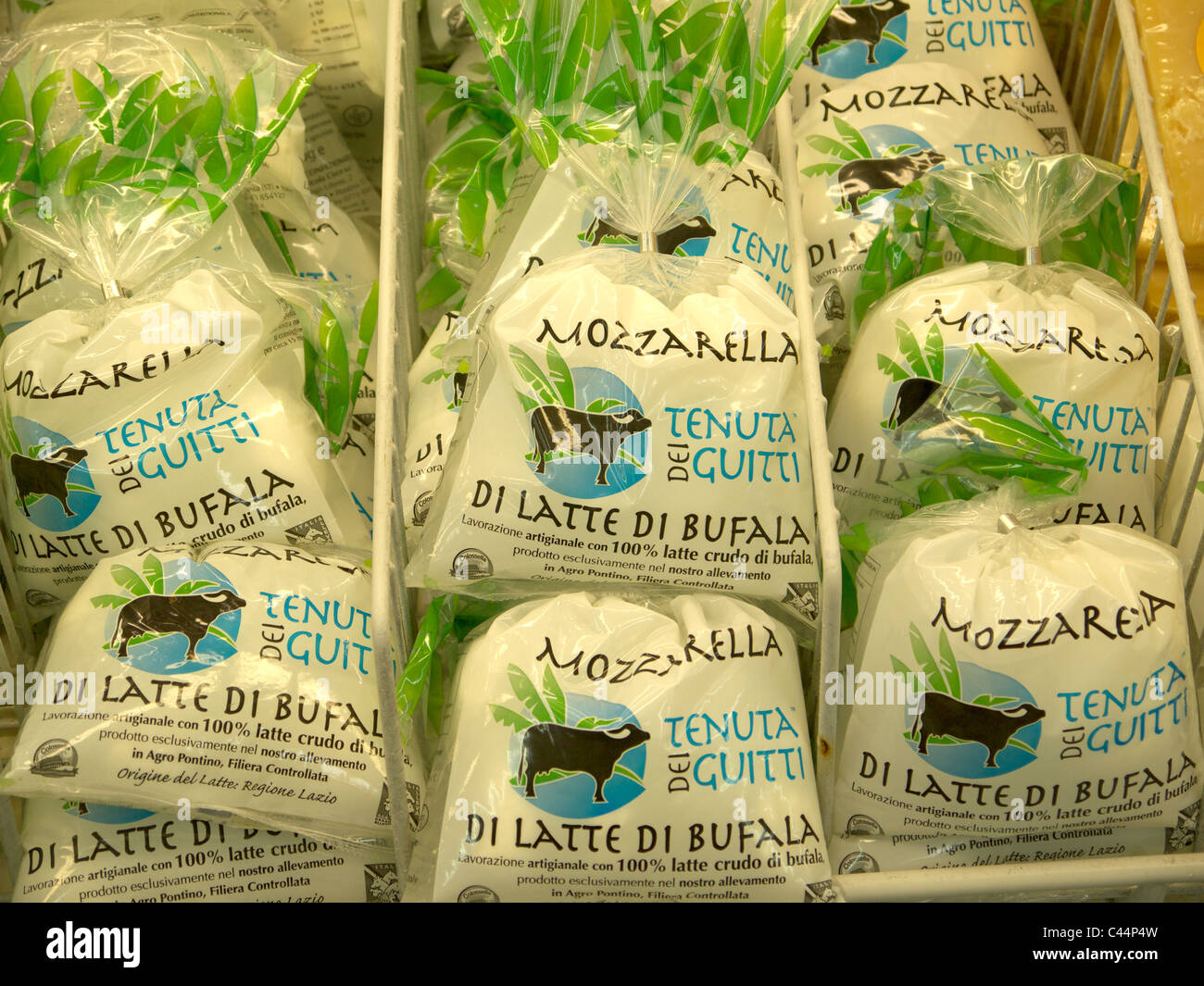 Traditional Buffalo Mozzarella Cheese on sale in Rome Italy Stock Photo ...