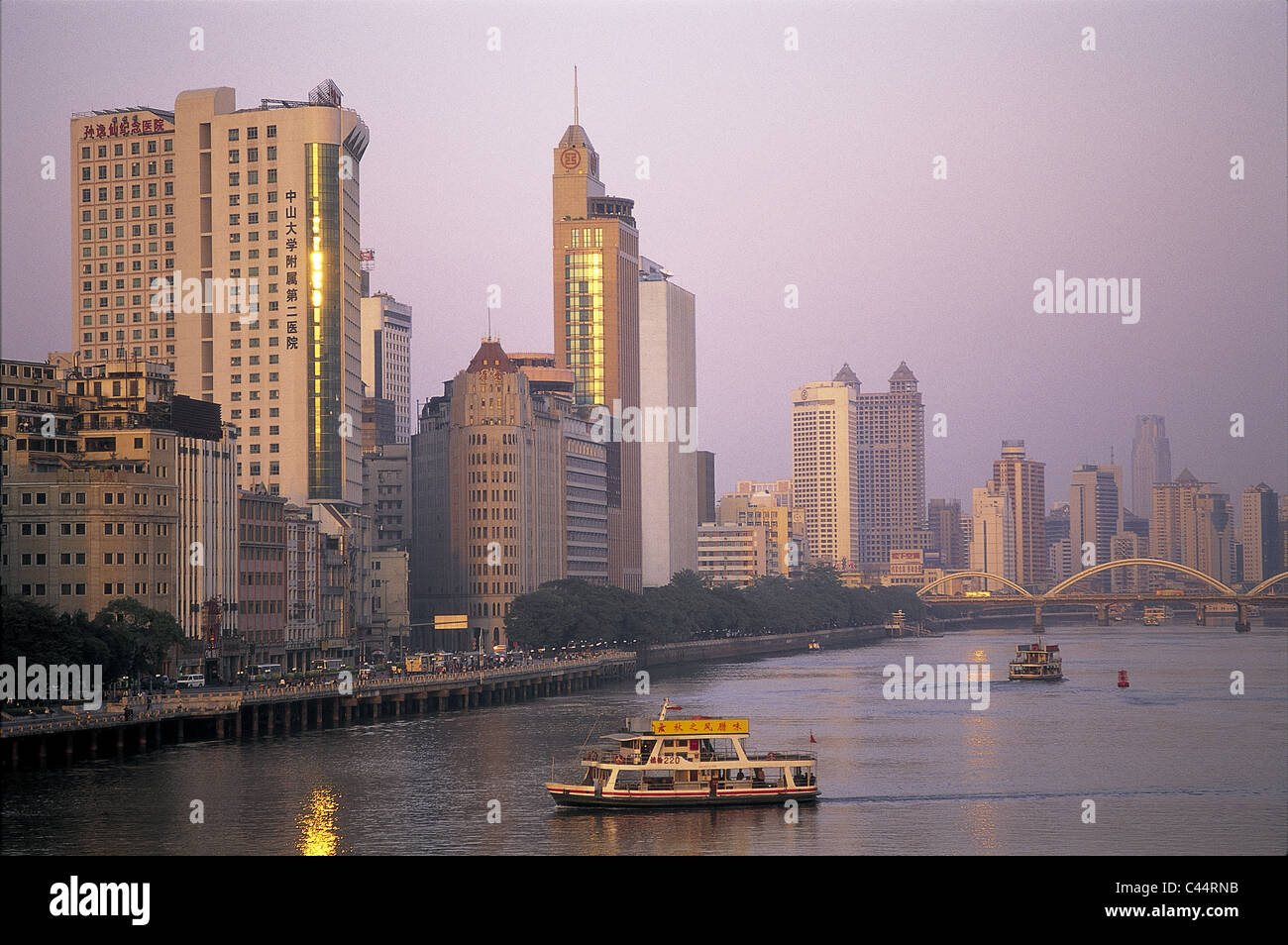 Asia, Boats, Bridge, Buildings, China, City, Guandong, Guangzhou ...
