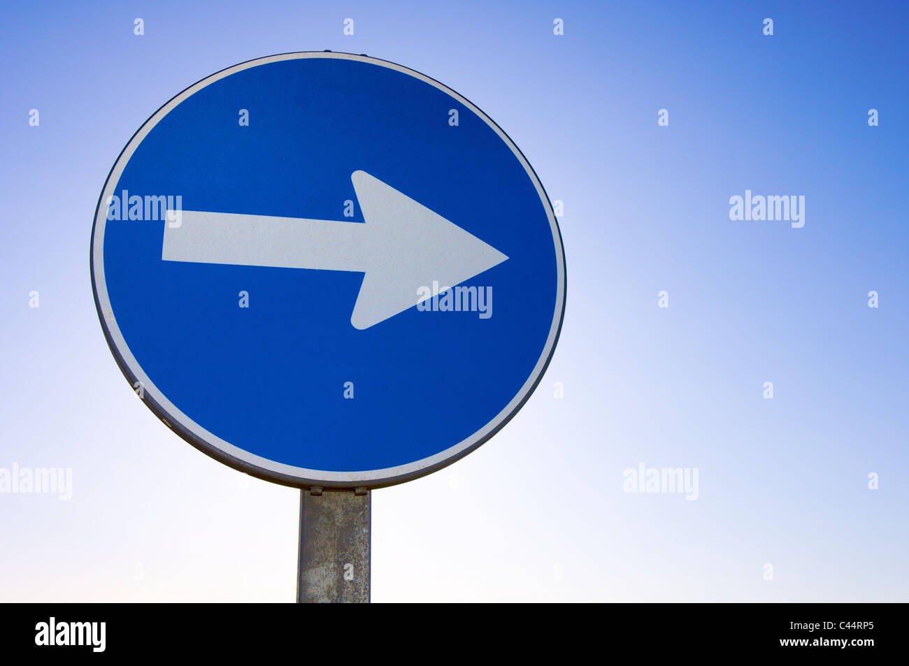 Road sign compulsory turn right hi-res stock photography and images - Alamy