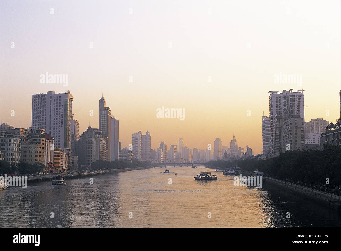 Asia, Boats, Bridge, Buildings, China, City, Guandong, Guangzhou ...