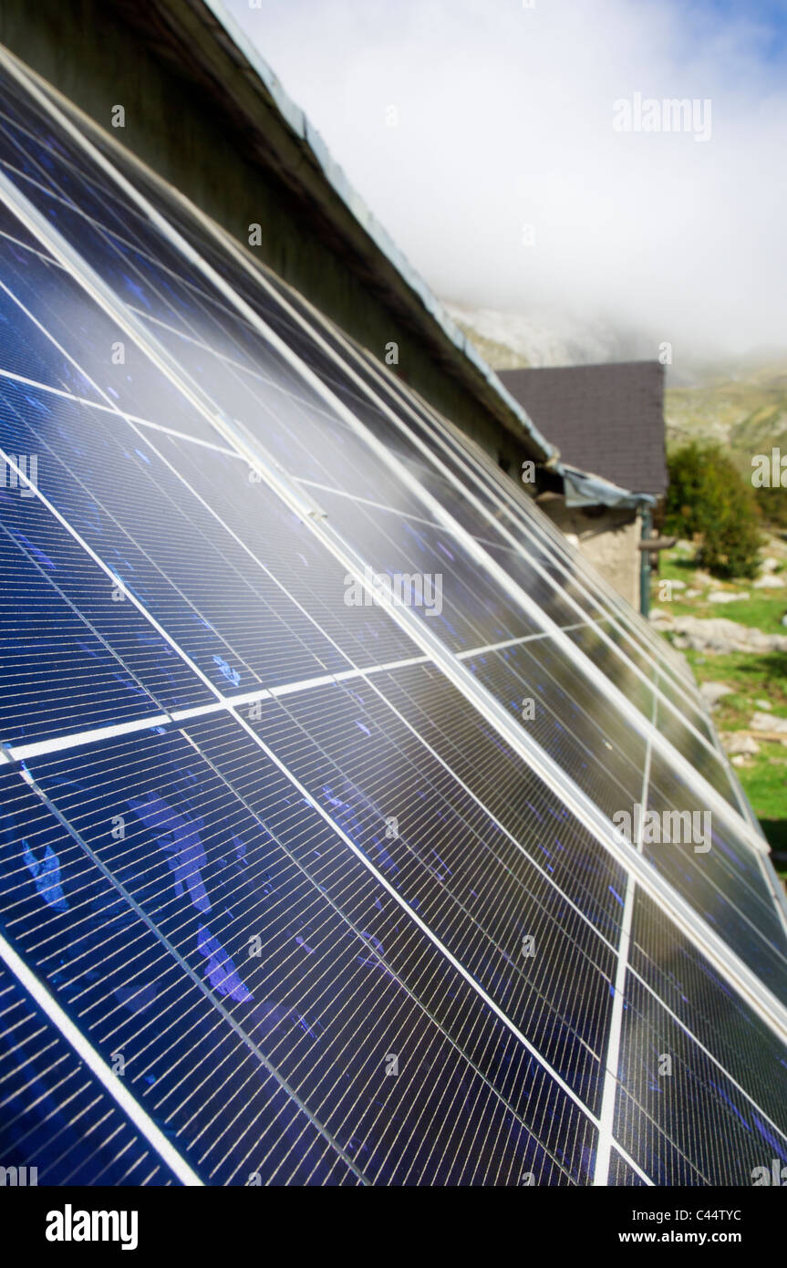 detailed perspective of a solar panel on the roof of a house Stock ...