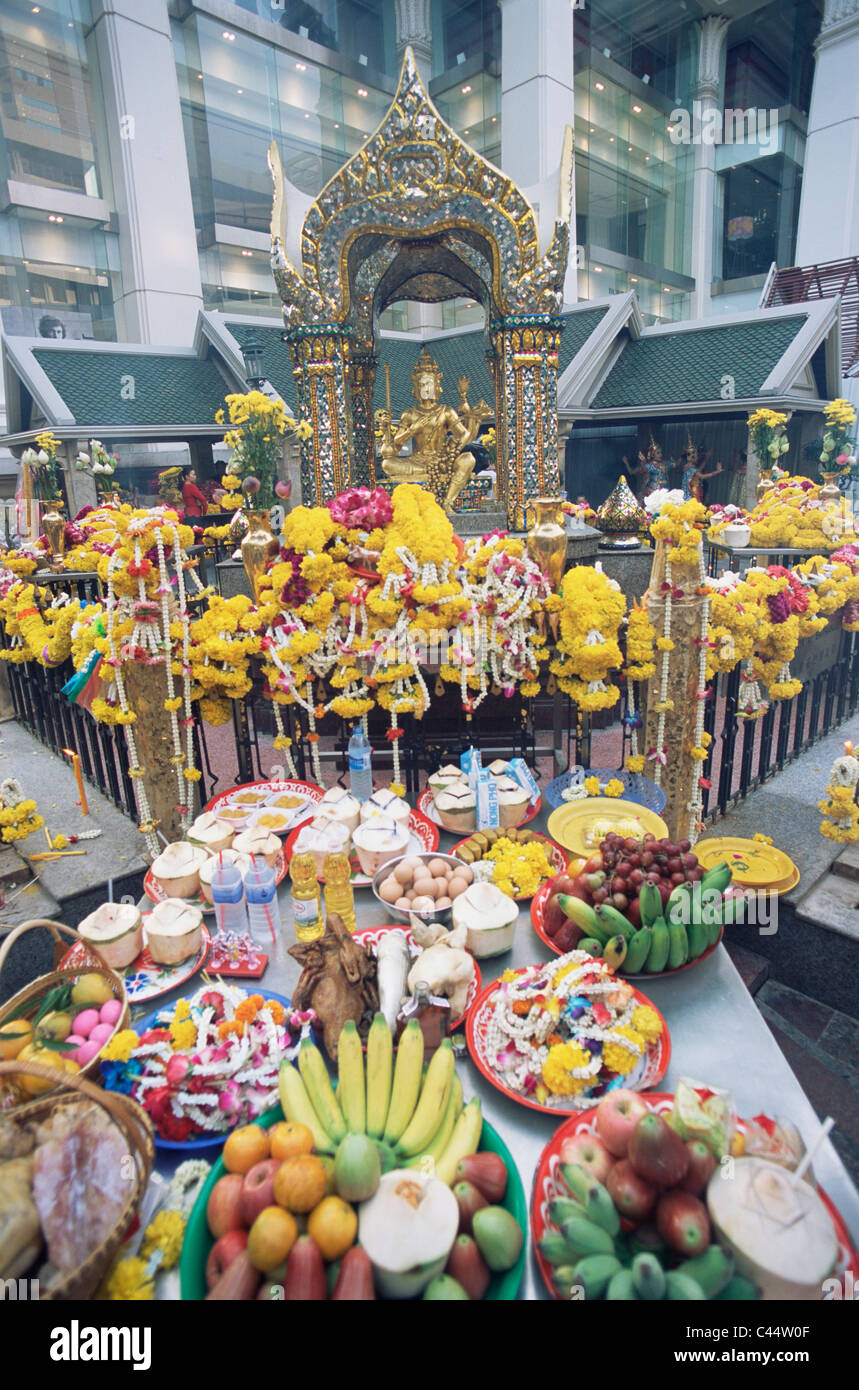 Asia, Bangkok, Brahma, Buddhism, Buddhist, Erawan shrine, Flowers, Food ...