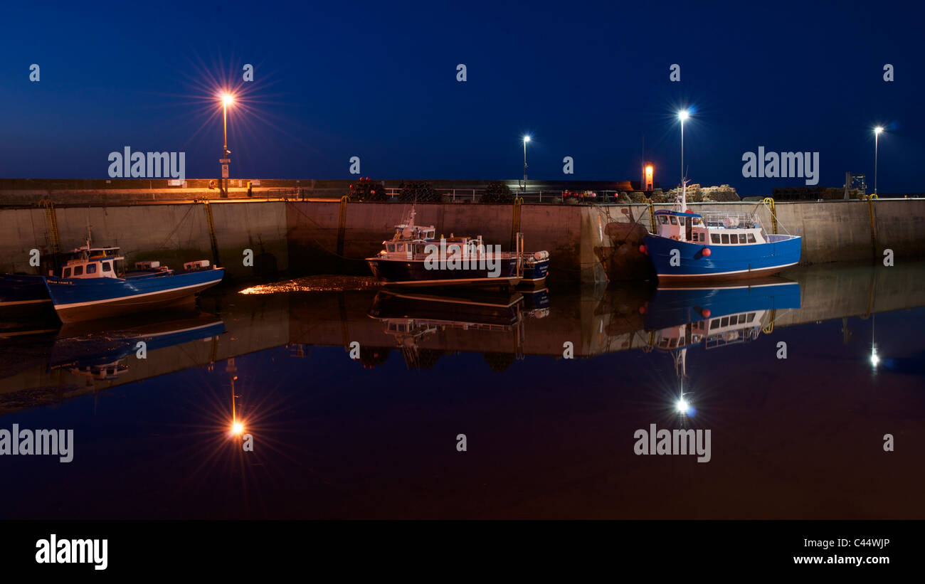 Seahouses Harbour at Night Stock Photo - Alamy