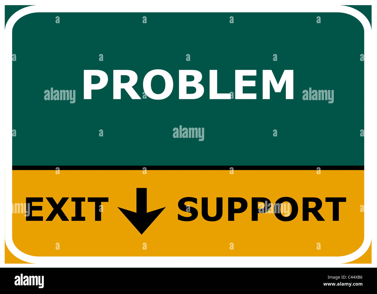 traffic sign shows the way from problem to support Stock Photo - Alamy