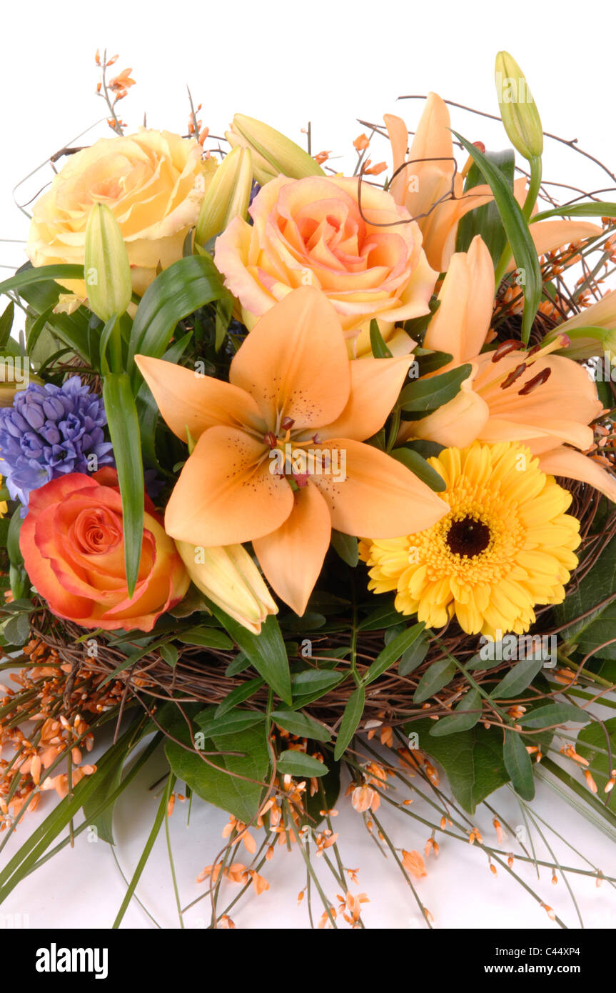 bunch of spring flowers isolated over white Stock Photo - Alamy