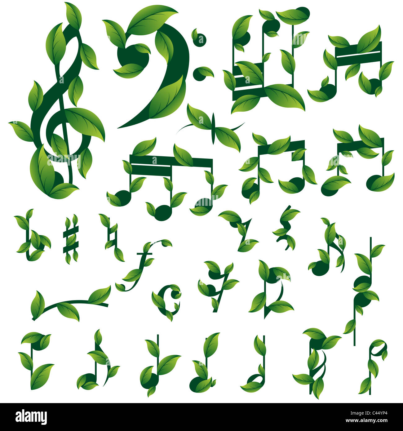 Set of floral musical notes Stock Photo - Alamy