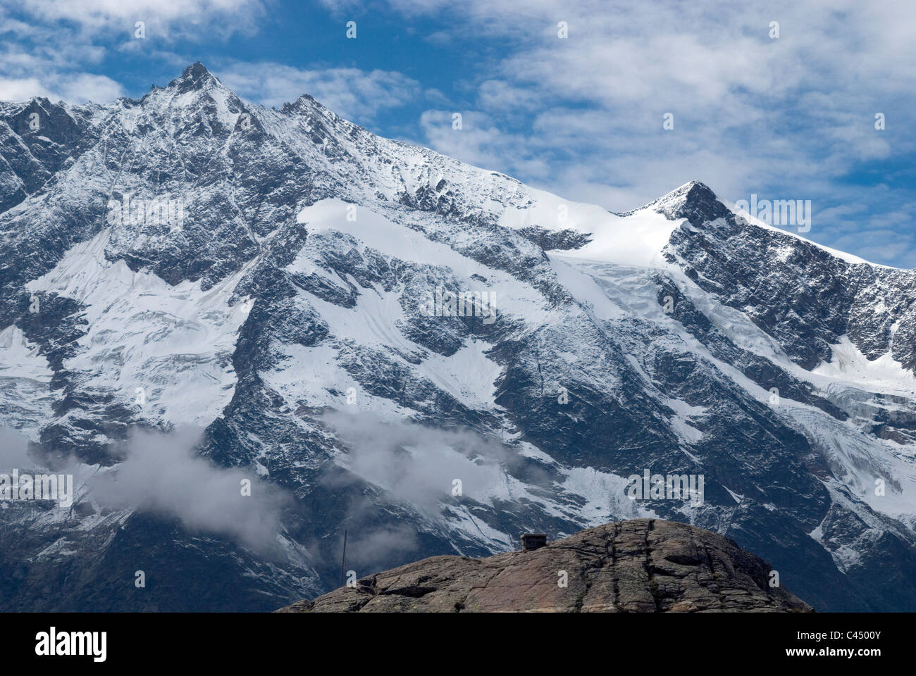 Lenzspitze, Nadelhorn and Ulrichshorn peak view from plattjen, Saas Fee ...