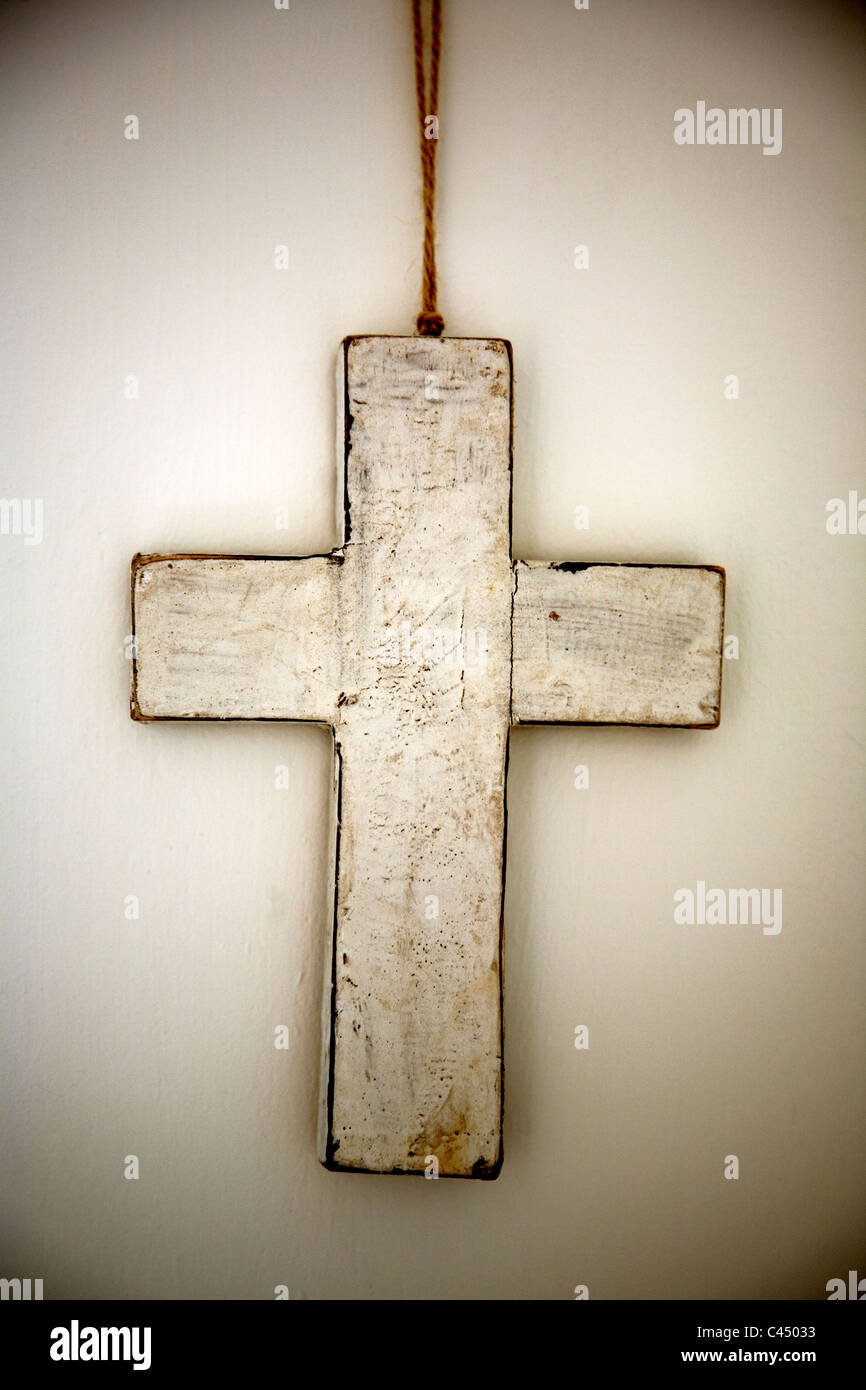 White painted cross Stock Photo - Alamy