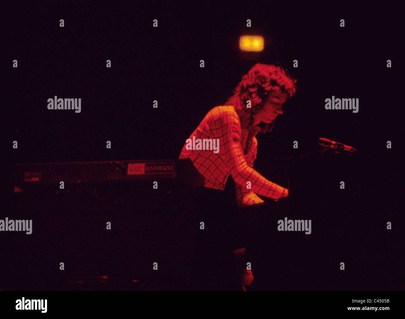 Tony Banks of the progressive rock band Genesis in concert, 1975 Stock ...