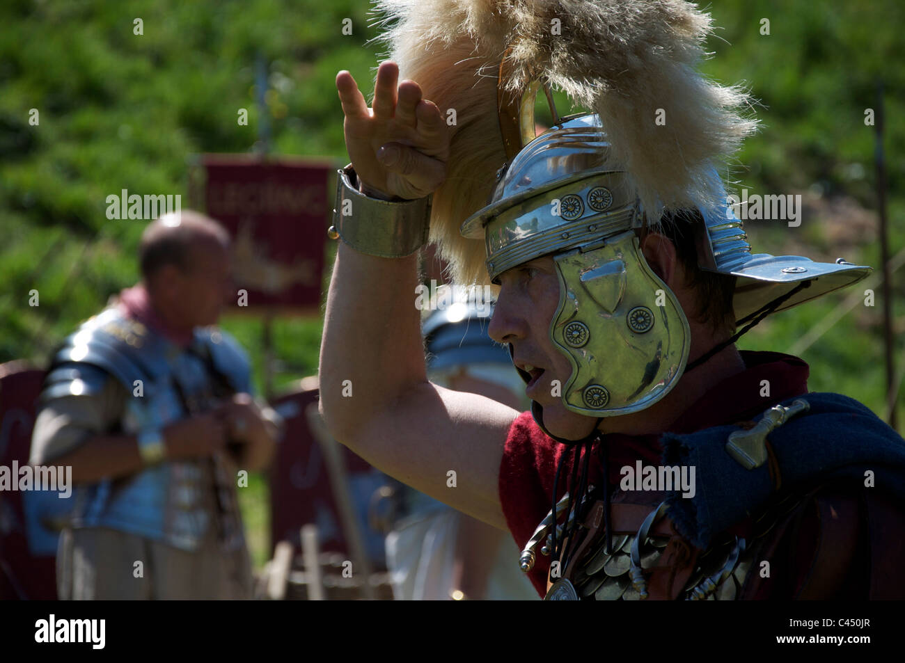 A Roman centurion of the LEG II AVG historical re-enactment group ...