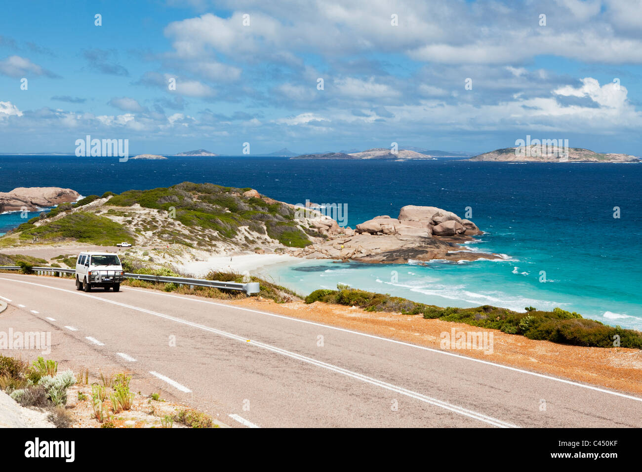 Car driving on Great Ocean Drive - a 38 kilometre scenic drive along ...