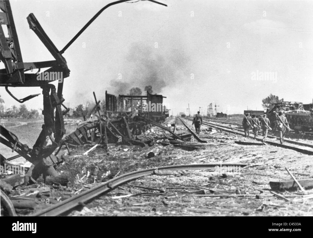 Destroyed train station after a withdrawal Stock Photo - Alamy