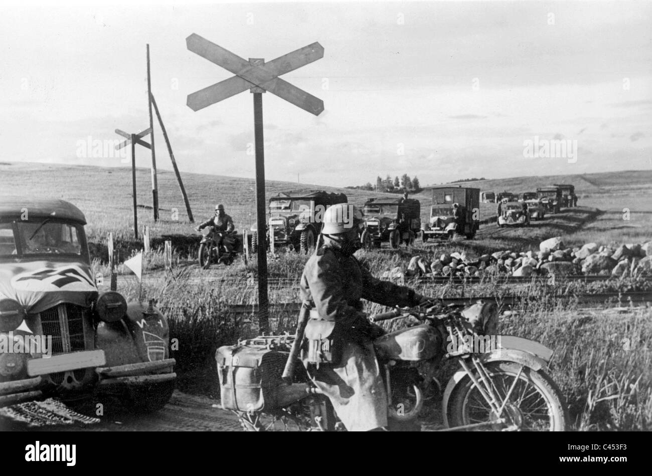 Motorized German column on the East front, 1941 Stock Photo - Alamy