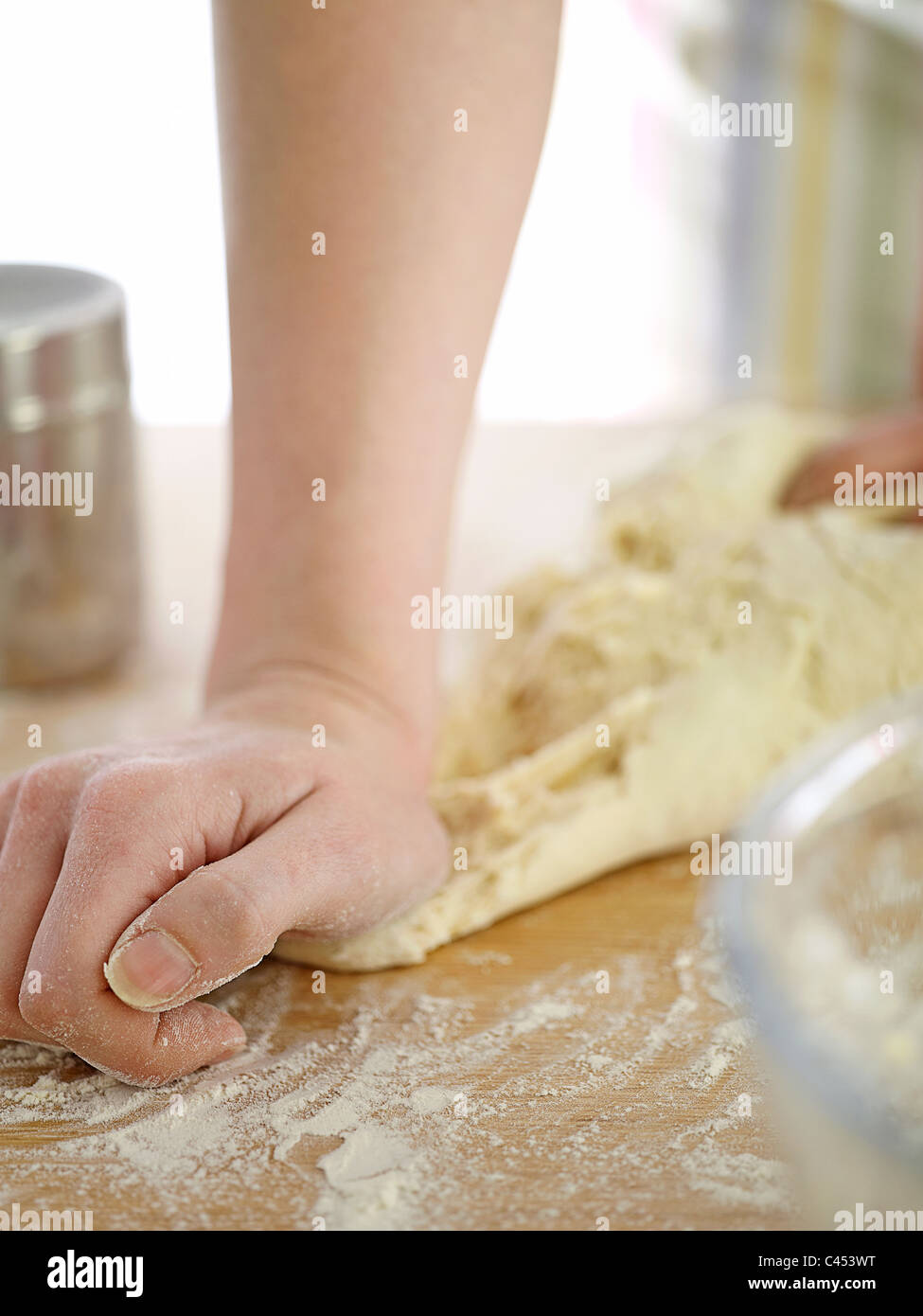 Person kneading dough, close-up Stock Photo - Alamy