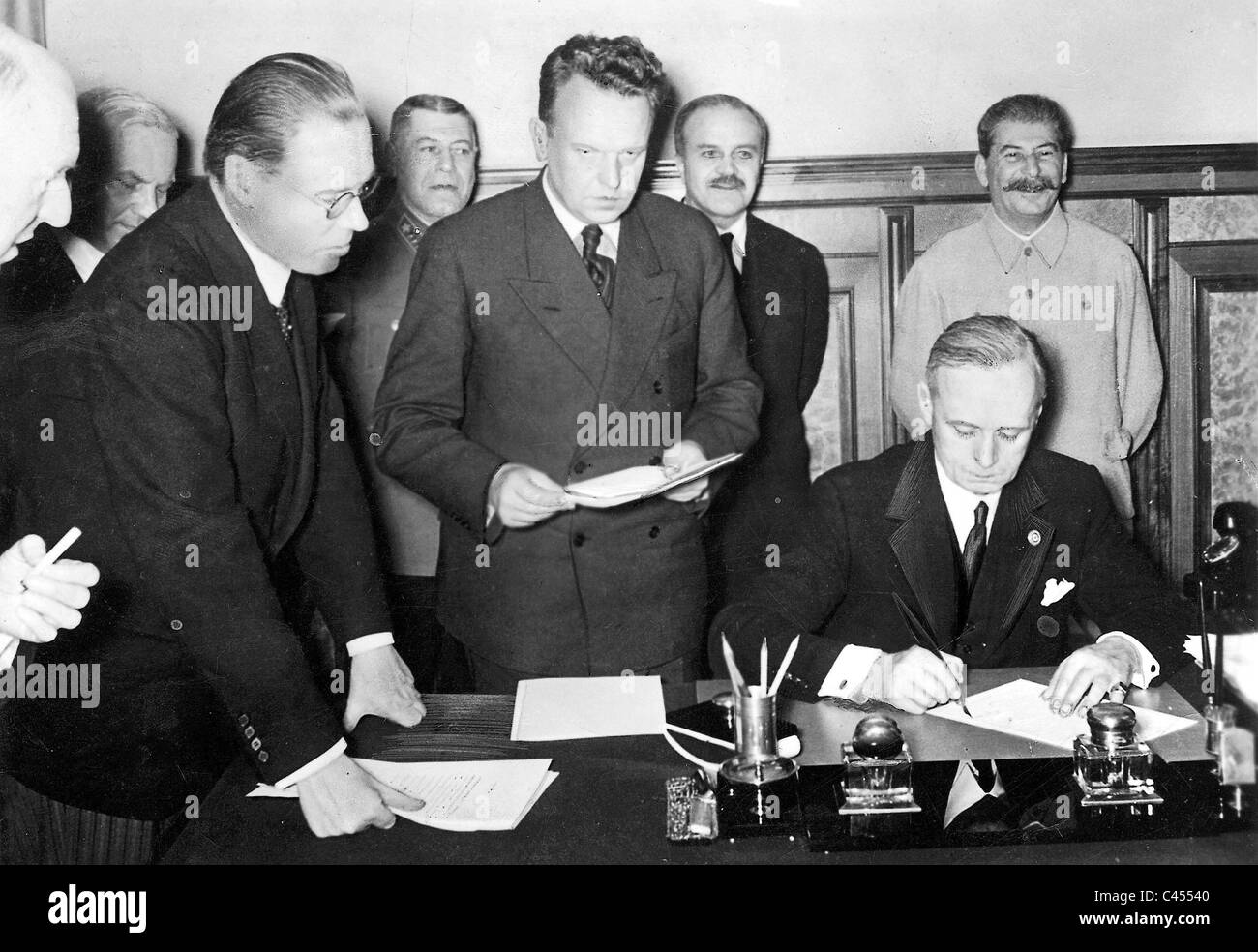 Von Ribbentrop at the signing of the German-Soviet Treaty of Friendship ...