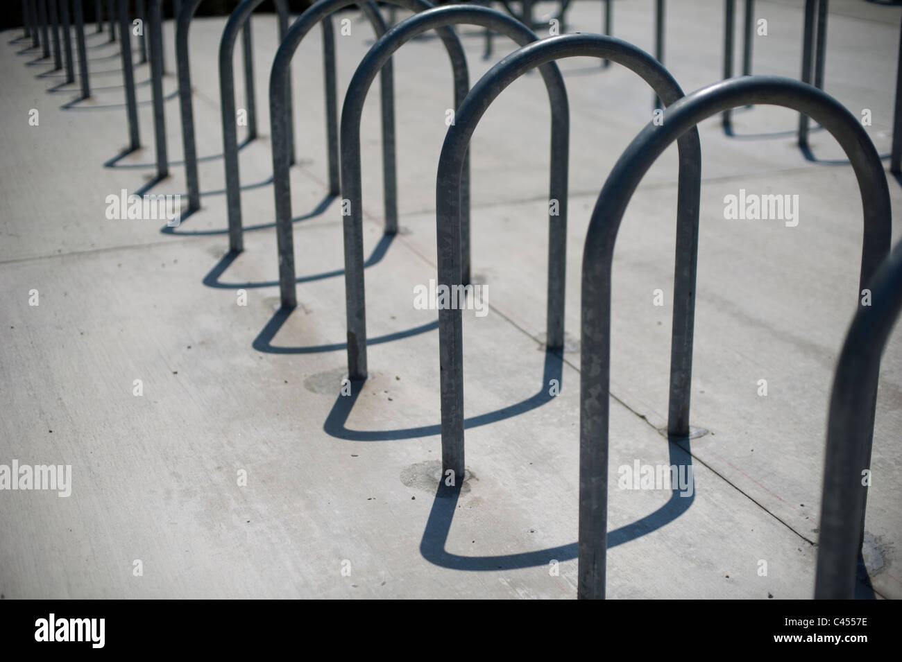 Bike racks at Brooklyn Bridge Park in Brooklyn in New York seen on ...