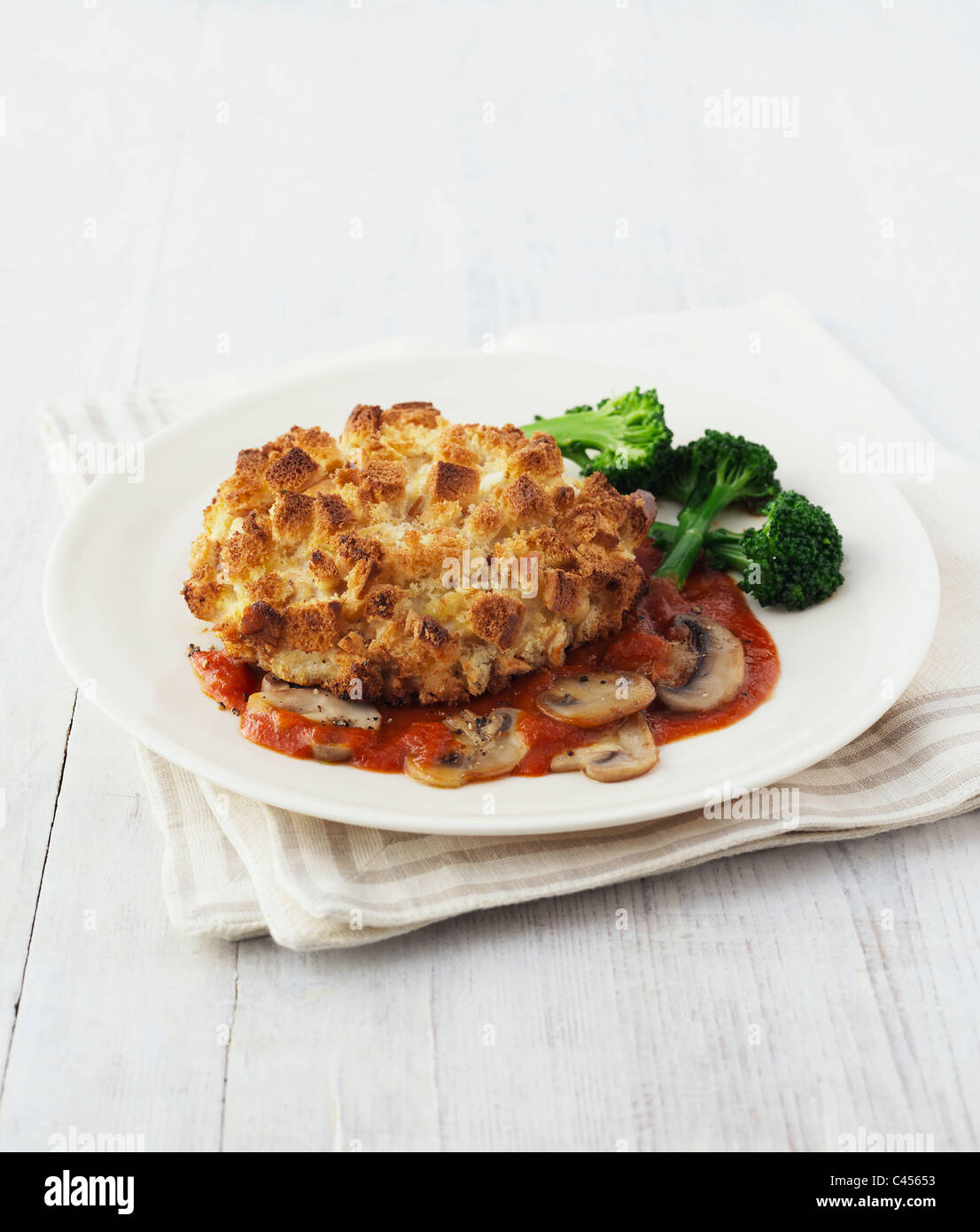Chicken pojarski with paprika sauce, close-up Stock Photo - Alamy