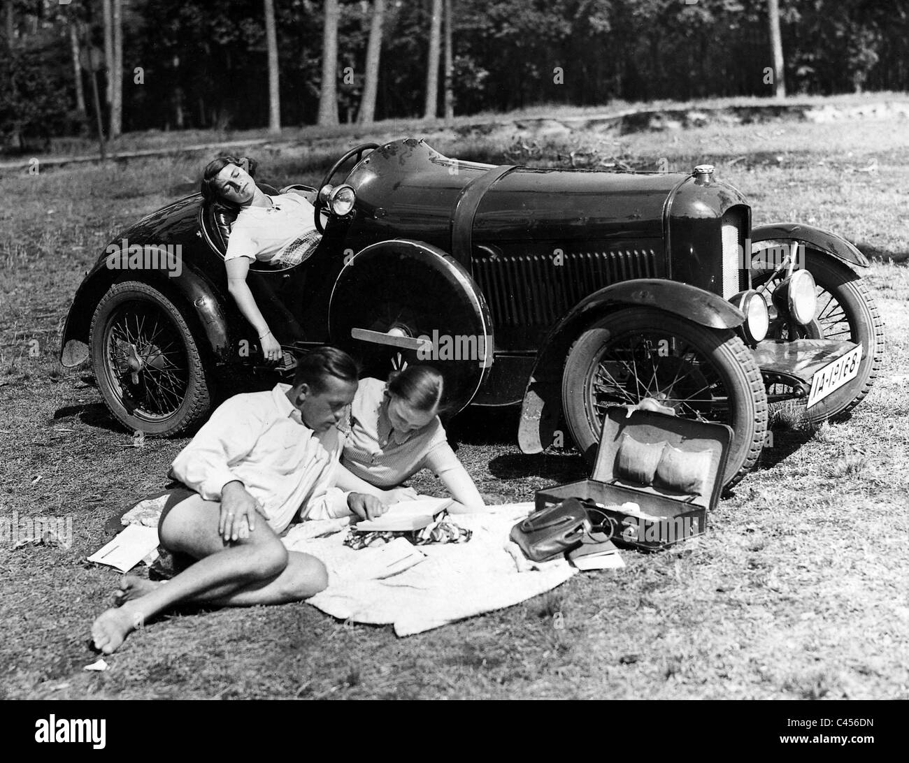 Outing with a car , 1930 Stock Photo - Alamy