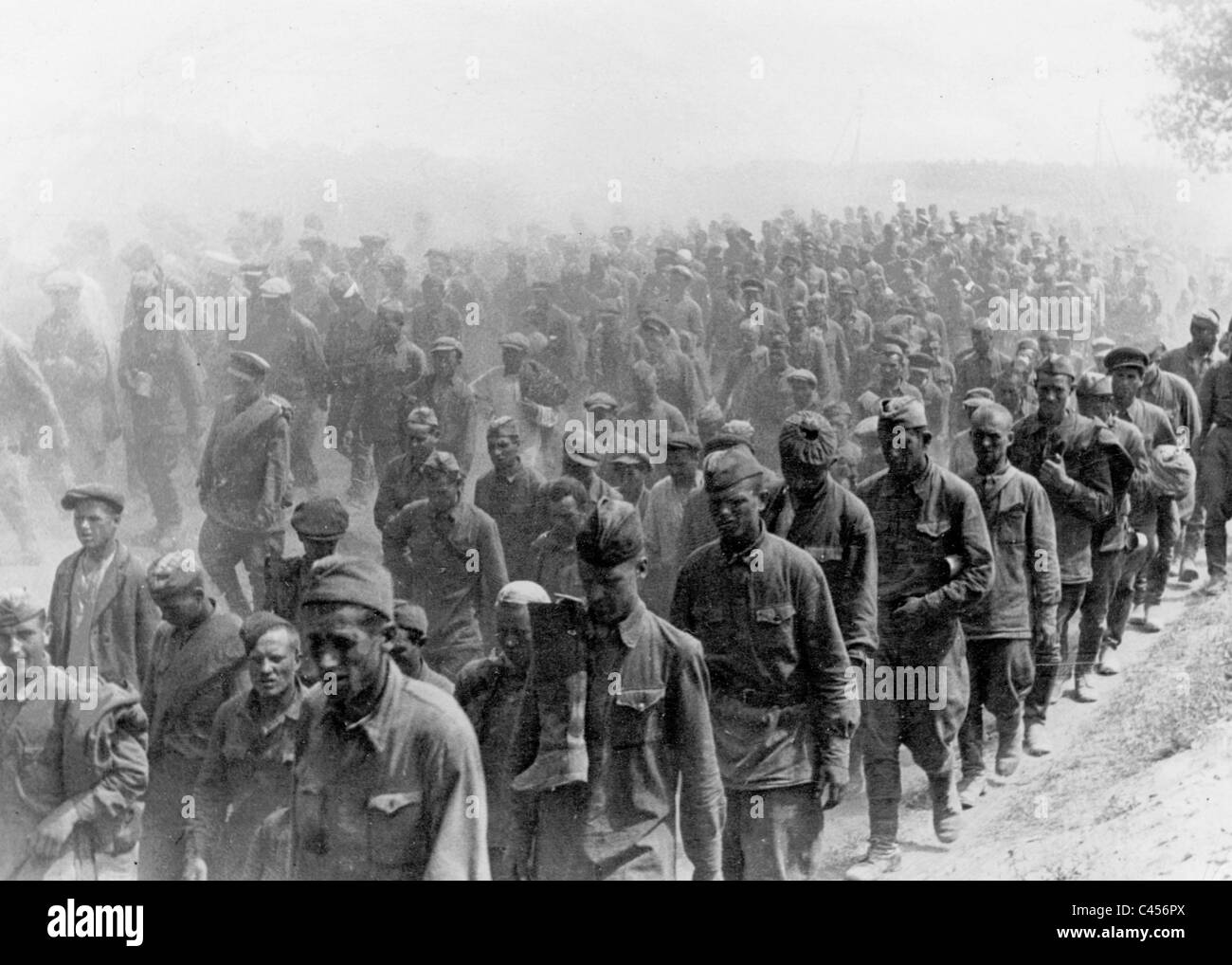 Column of Russian prisoners of war, 1941 Stock Photo - Alamy