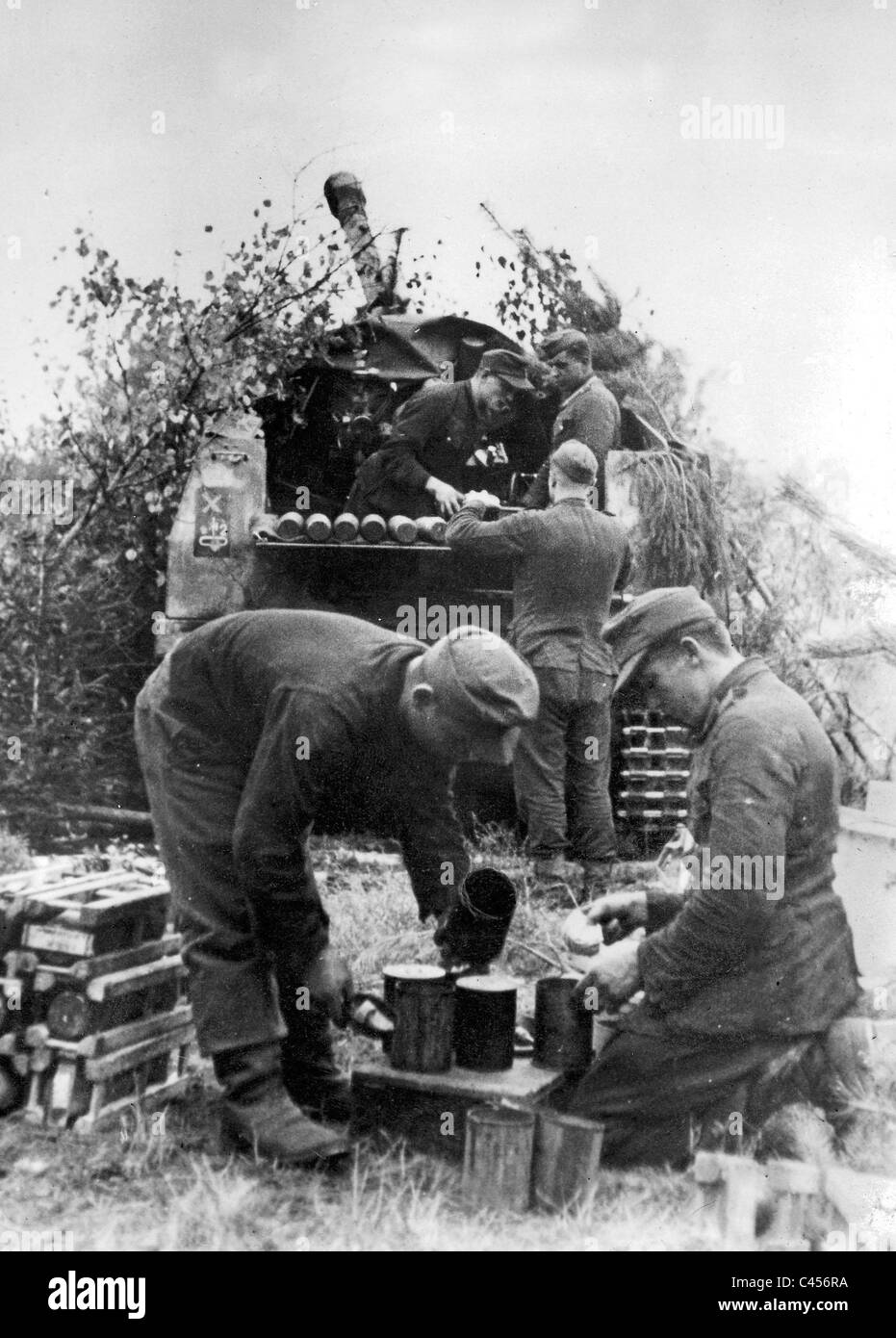 German artillery in a firing position on the Eastern Front, 1944 Stock ...