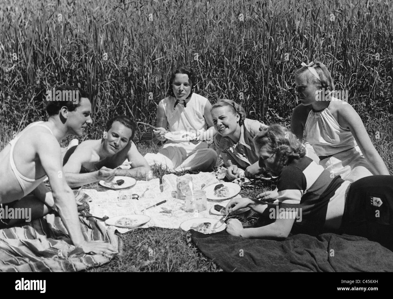 People on picnic Black and White Stock Photos & Images - Alamy
