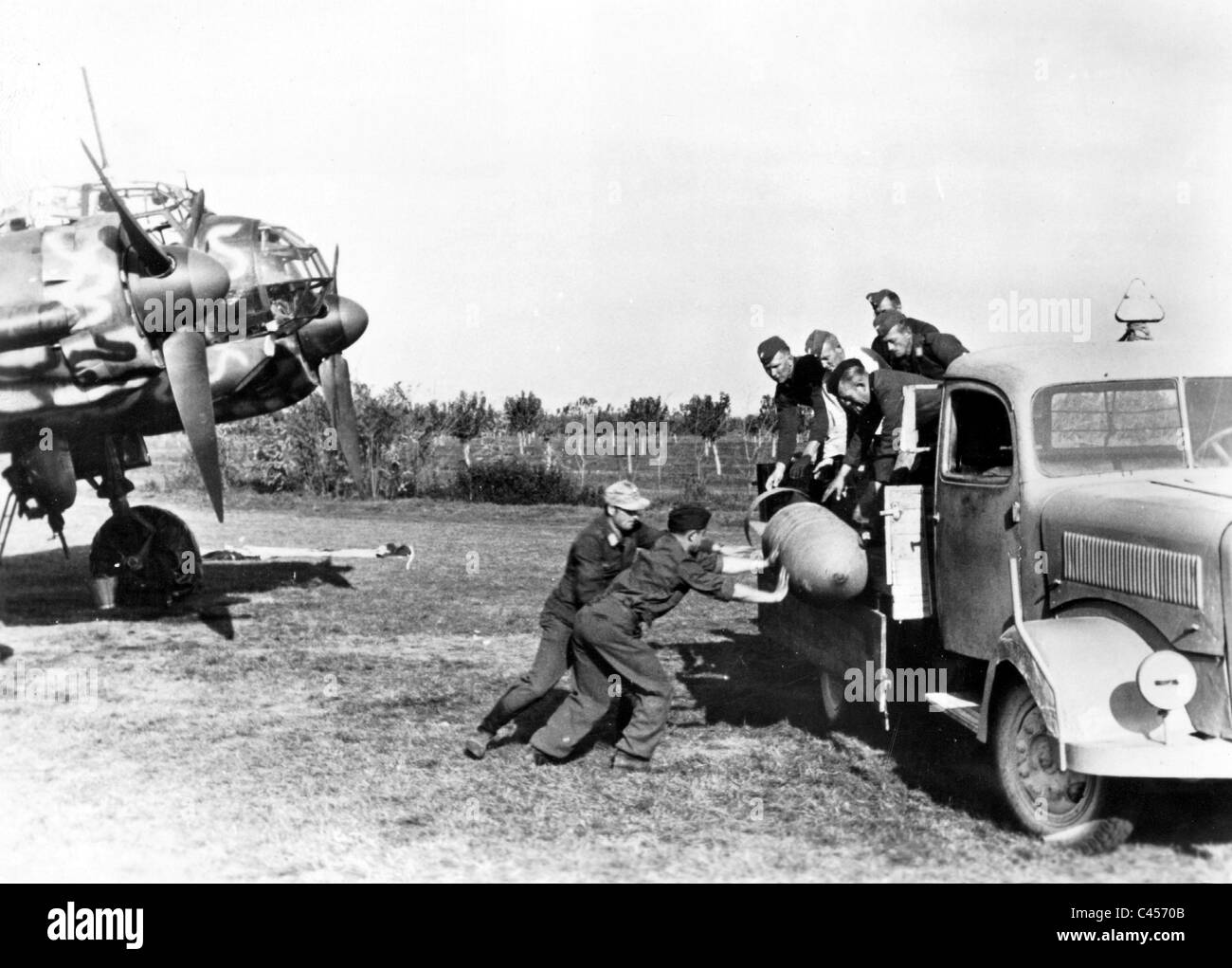 German Bomber Junkers Ju 88 is loaded with bombs, 1944 Stock Photo - Alamy