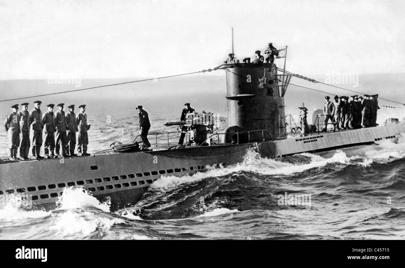 U-47 under Guenther Prien on returning from a patrol, 1939 Stock Photo ...