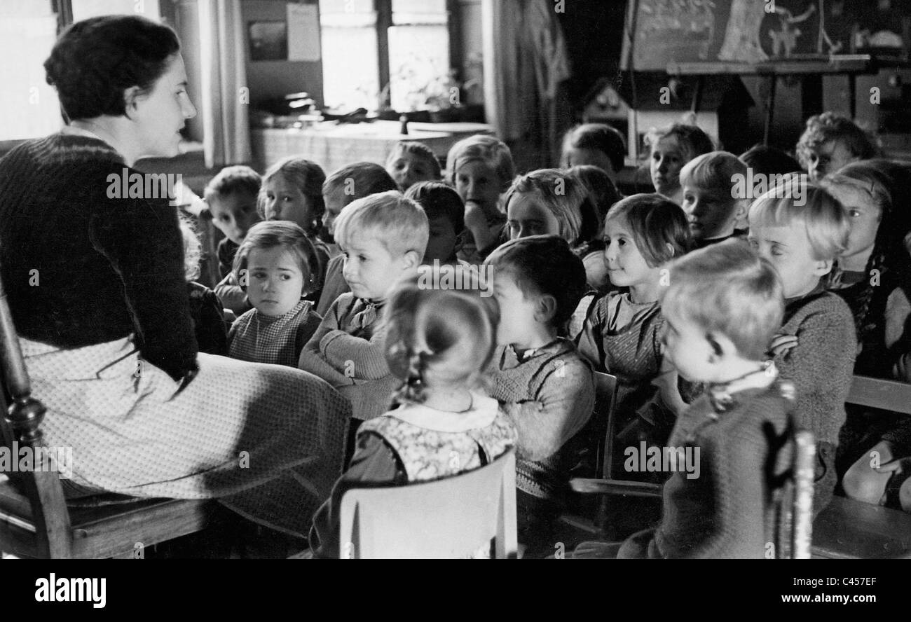 Teacher and pupils, 1930 Stock Photo - Alamy
