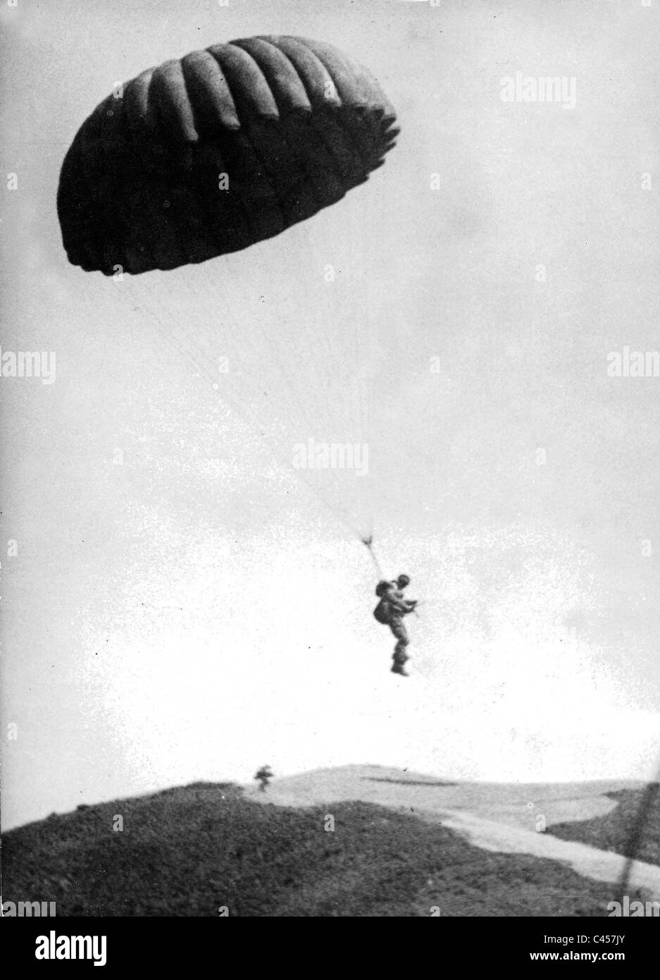 A paratrooper few minutes before landing on Crete, May 1941 Stock Photo ...