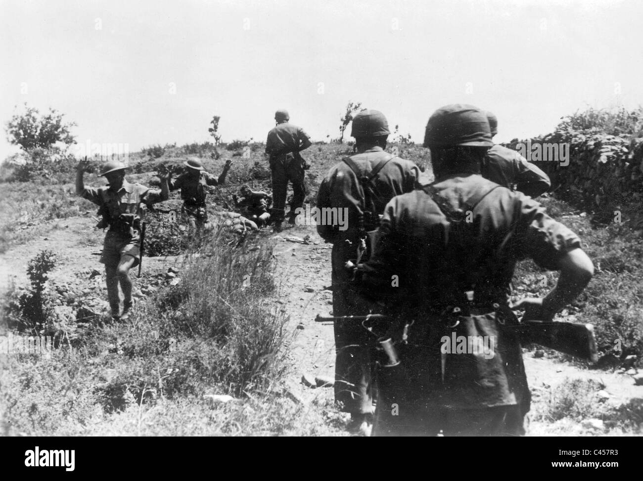 British soldiers give in to German paratroopers in Crete in 1941 Stock ...
