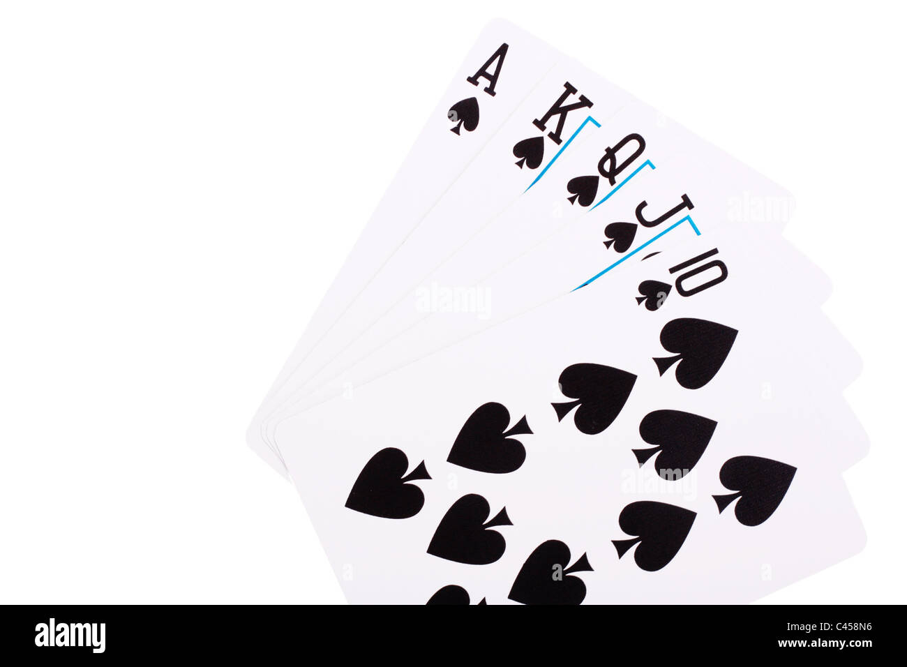 Spade Royal Flush on white background Stock Photo - Alamy