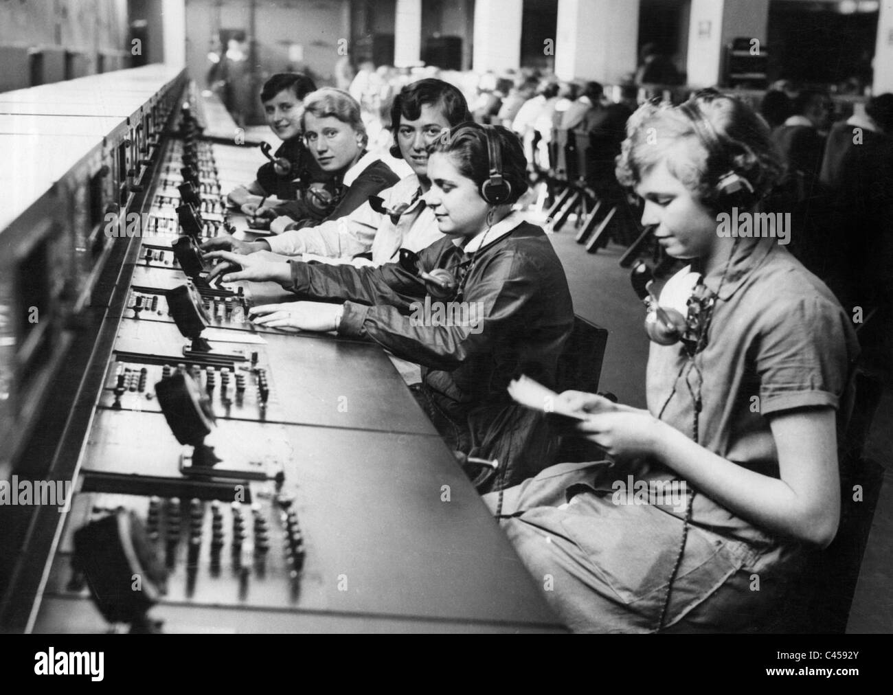 Telephone operators in the exchange Stock Photo - Alamy