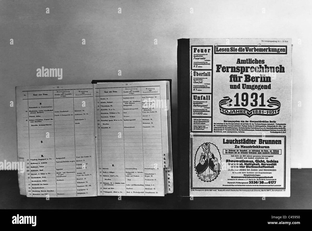 Telephone book from Berlin, 1931 Stock Photo - Alamy