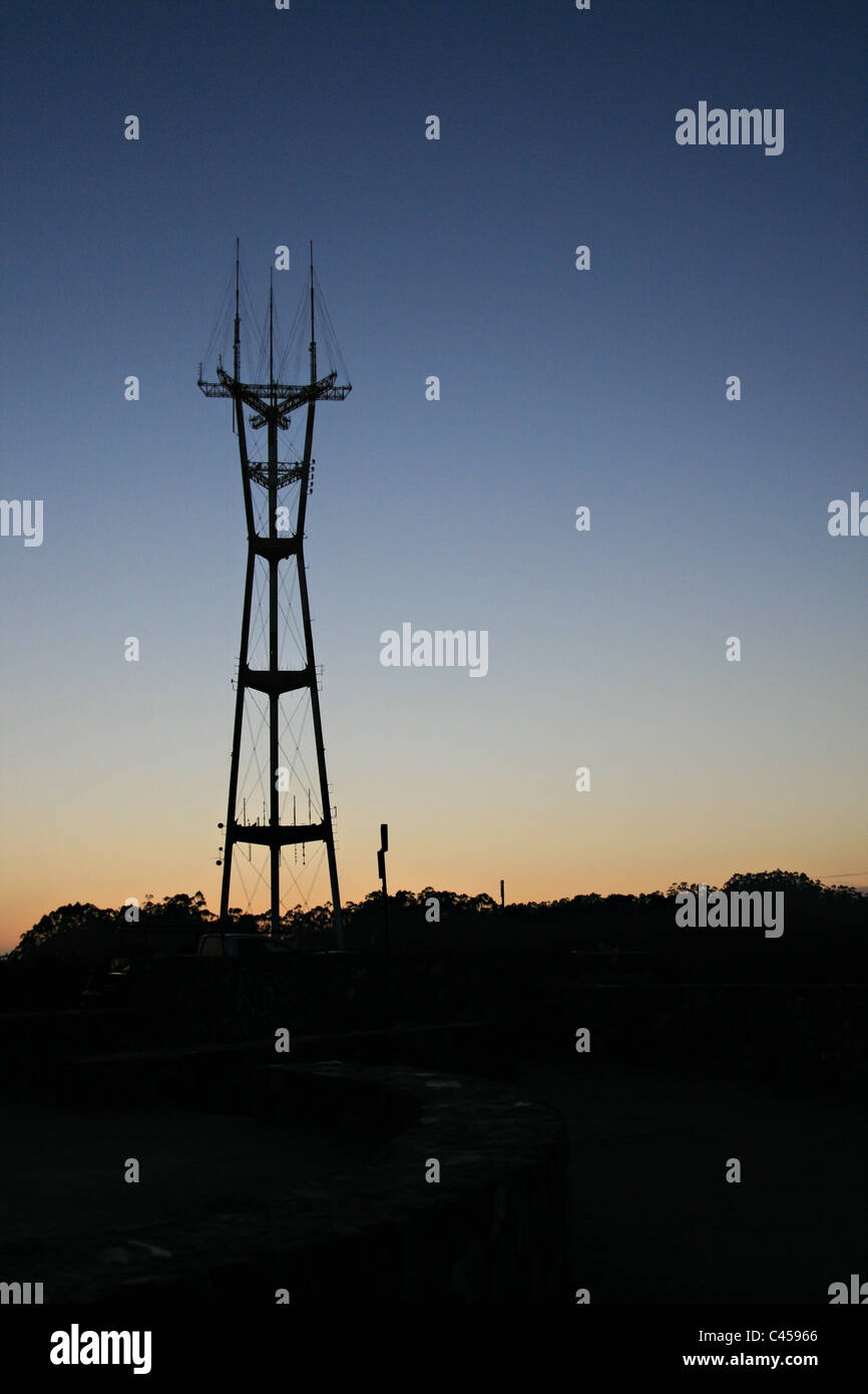 Radio towers photographed at sunset Stock Photo - Alamy