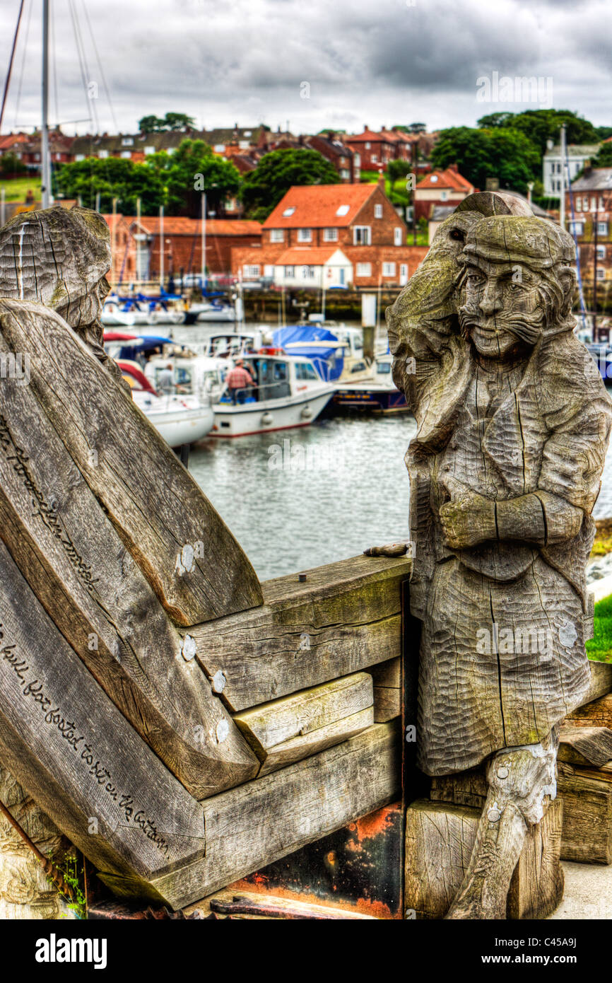 Whitby, Yorkshire, England wooden sculpture Carvings showing Whitby's ...