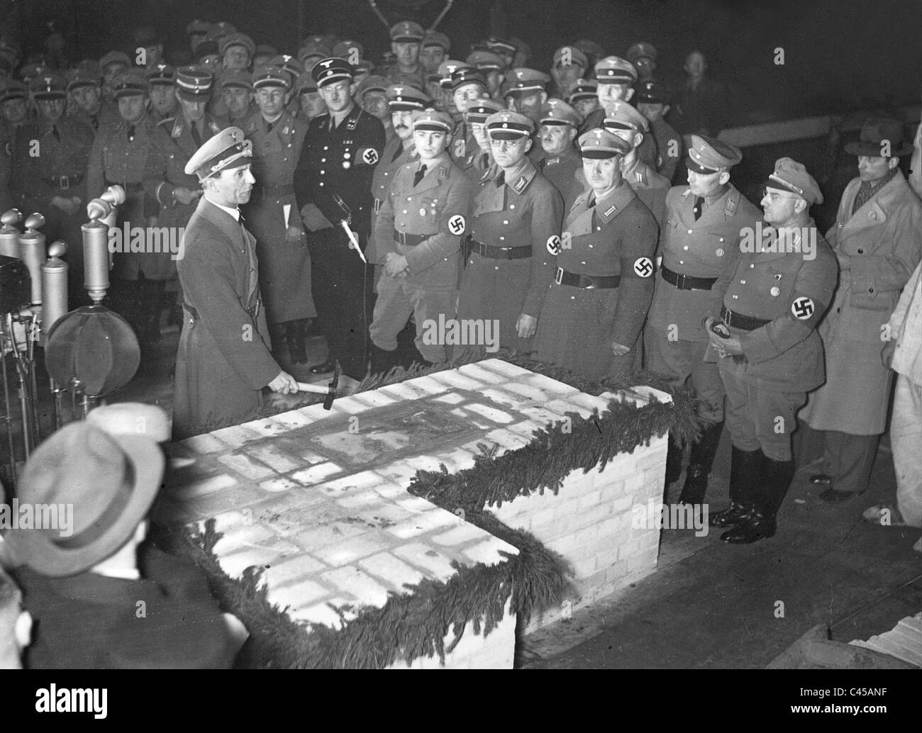 Joseph Goebbels at the corner stone laying of the Dr. Goebbels ...