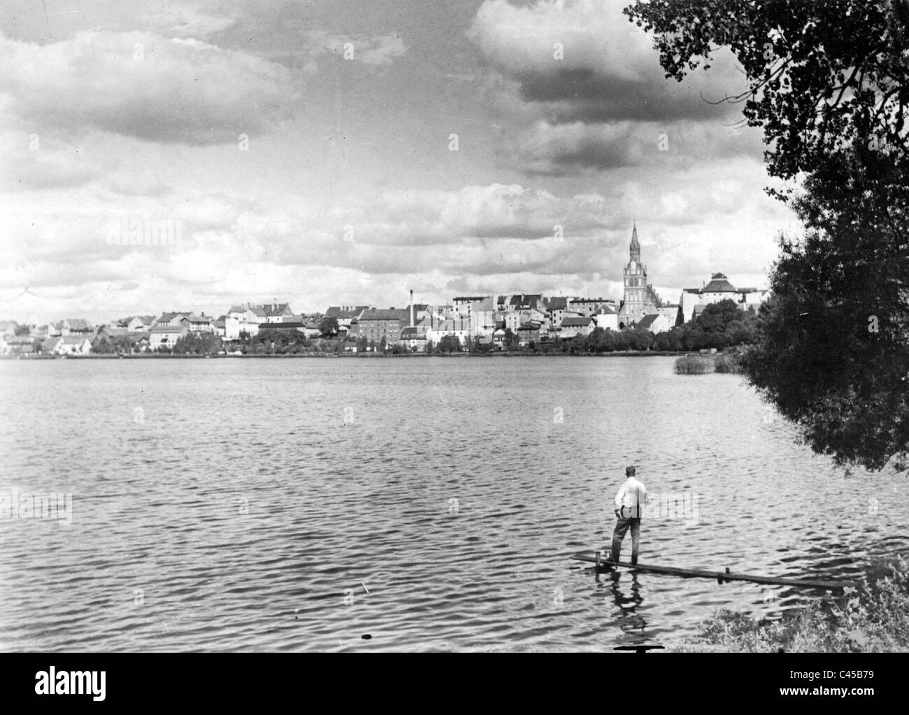 View of the city Lyck (Elk) and the Lyck Lake (Jezioro Elk Stock Photo ...