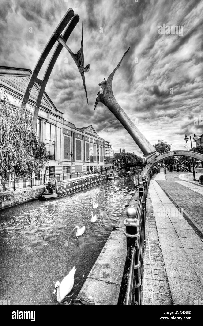The River Witham at Waterside, in the centre of Lincoln, spanned by the ...