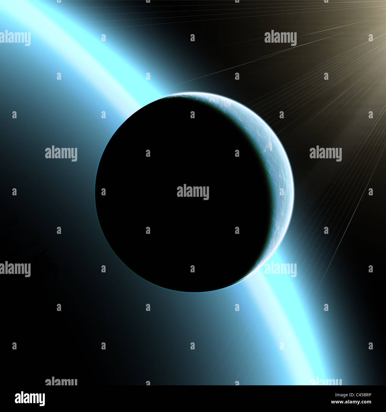 Planet with moon Stock Photo - Alamy