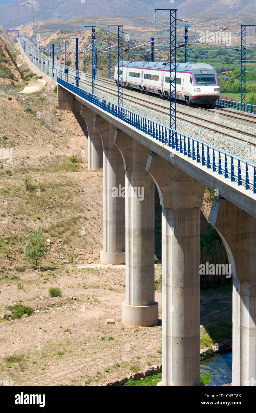 train running on a viaduct Stock Photo - Alamy