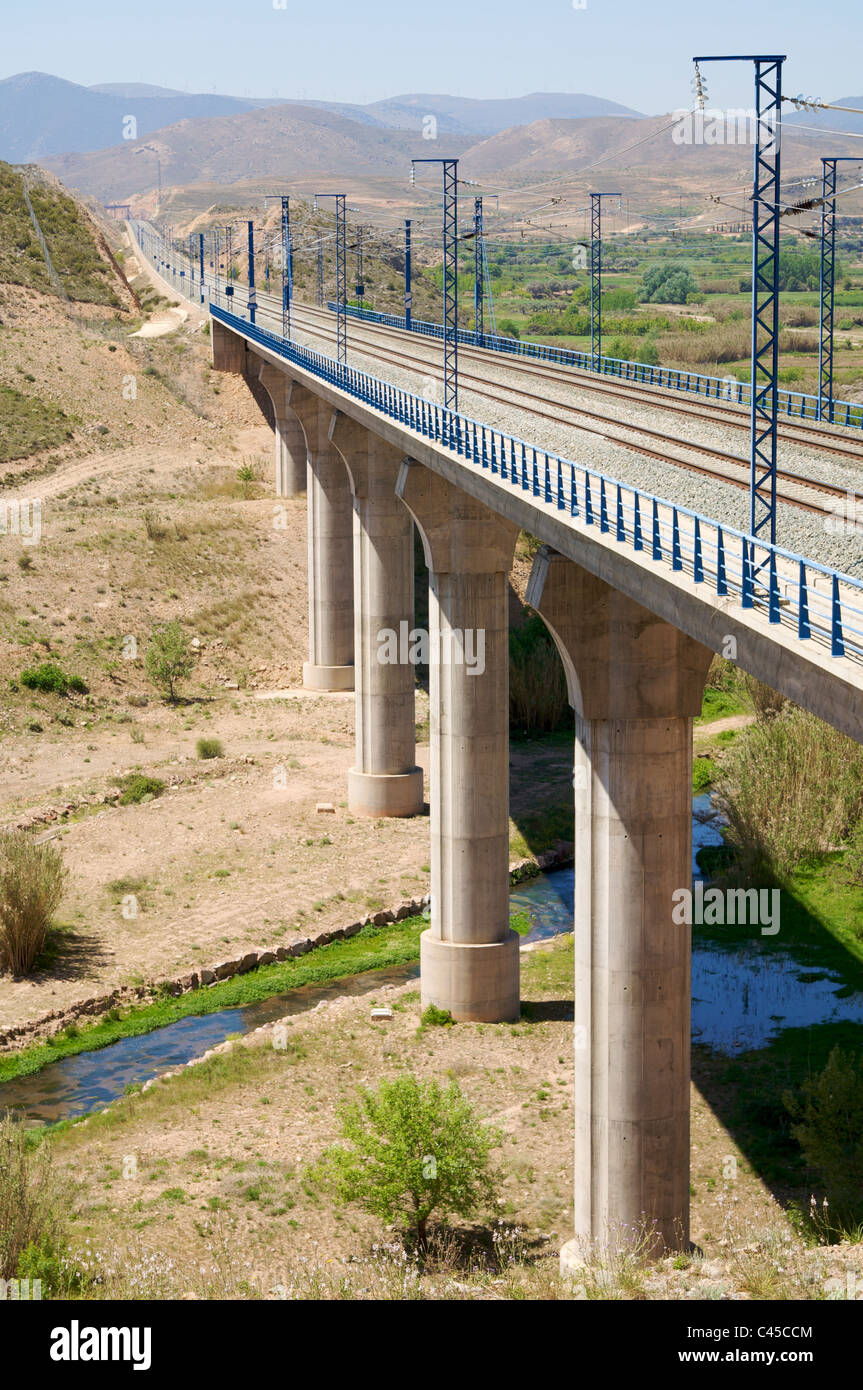 viaduct for trains on a small river Stock Photo - Alamy