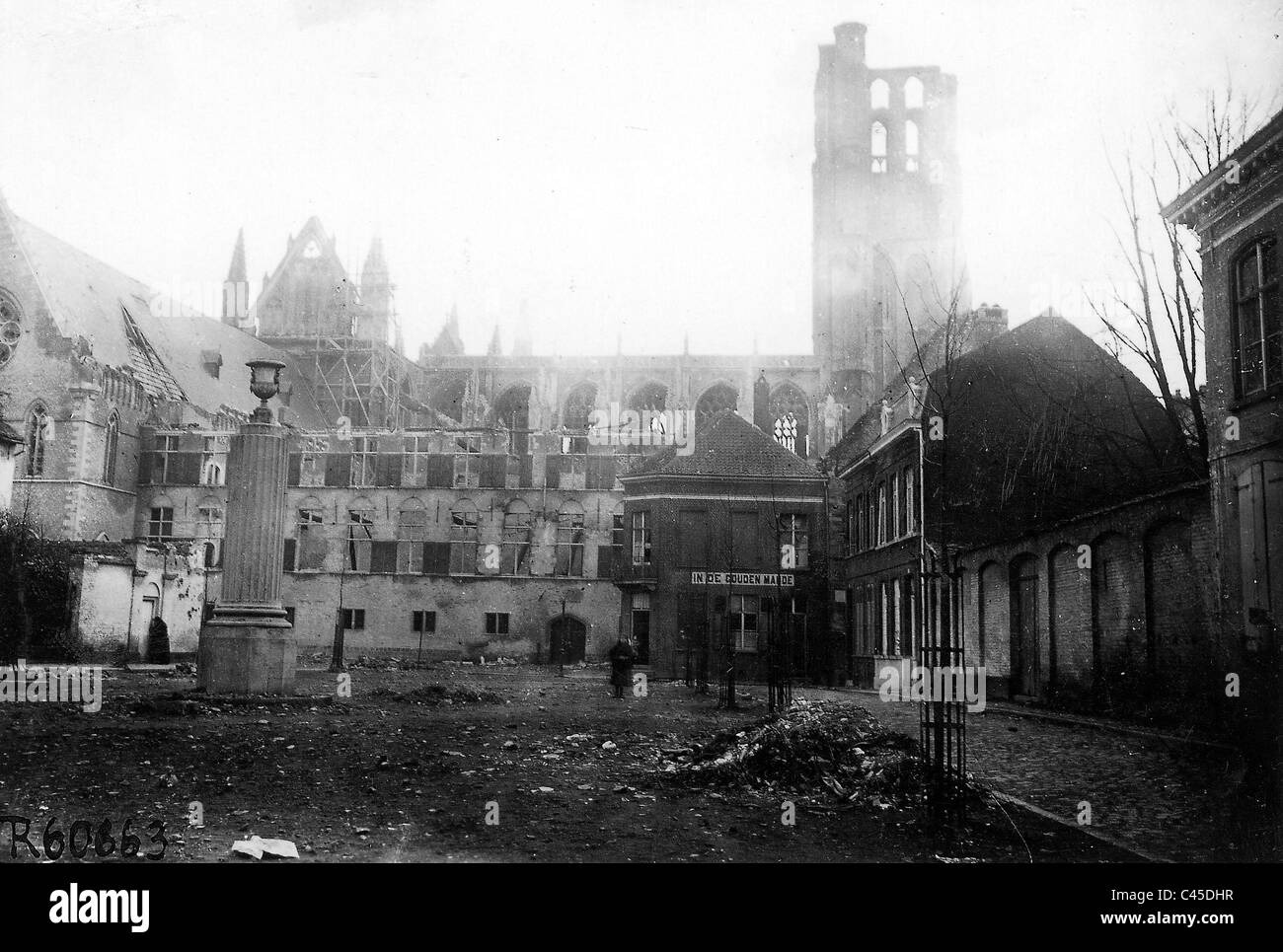 Destroyed cathedral of Ypres Stock Photo - Alamy